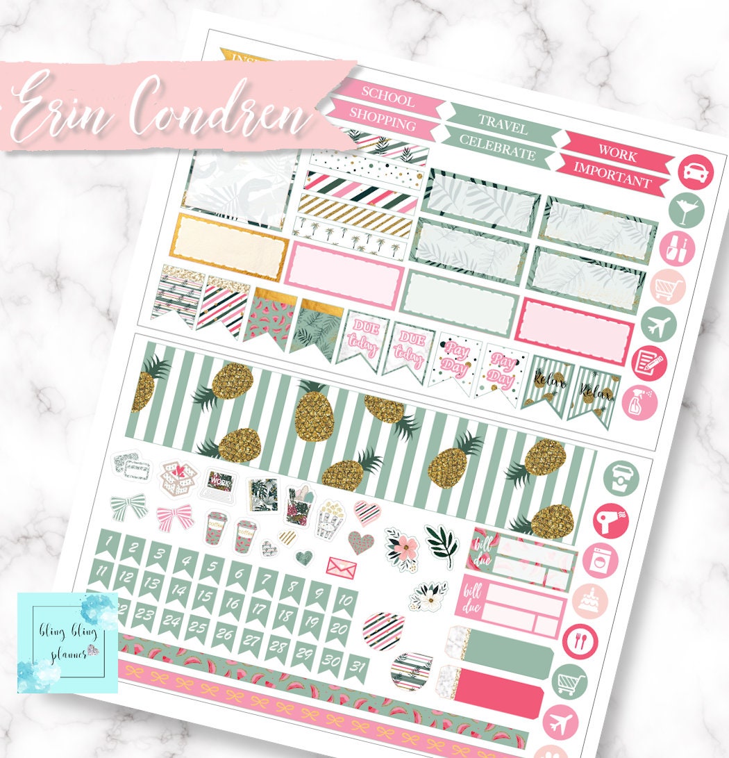 AUGUST MONTHLY VIEW Printable, August Planner Kit, Summer Monthly View ...