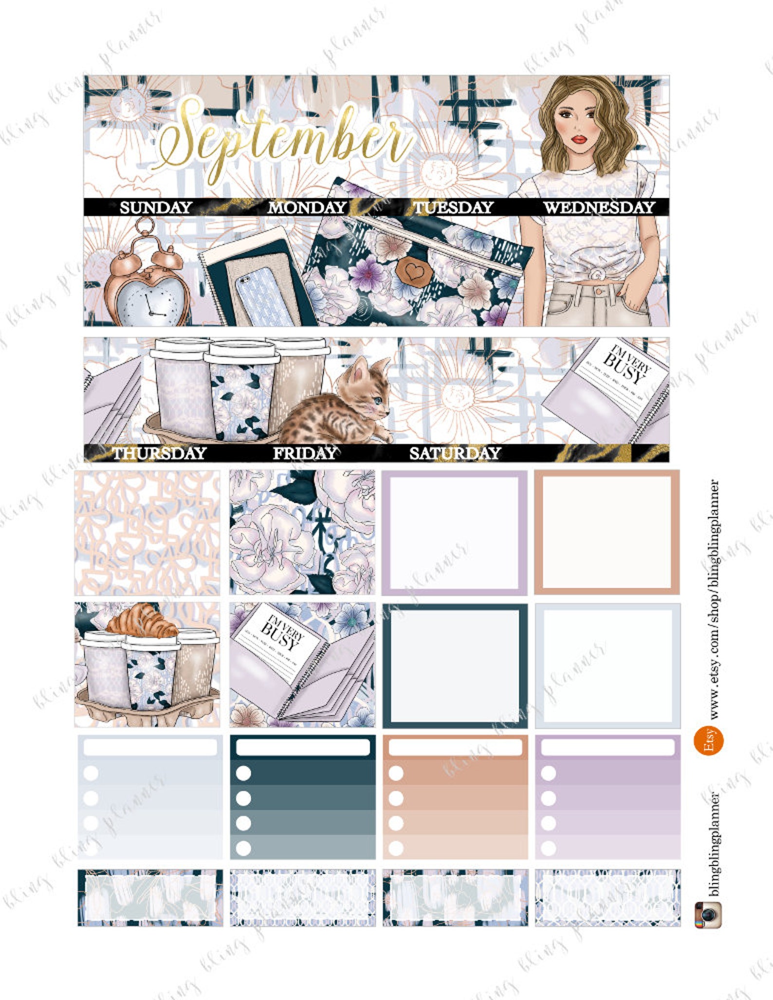 SEPTEMBER MONTHLY VIEW Back to School Monthly Kit Printable | Etsy