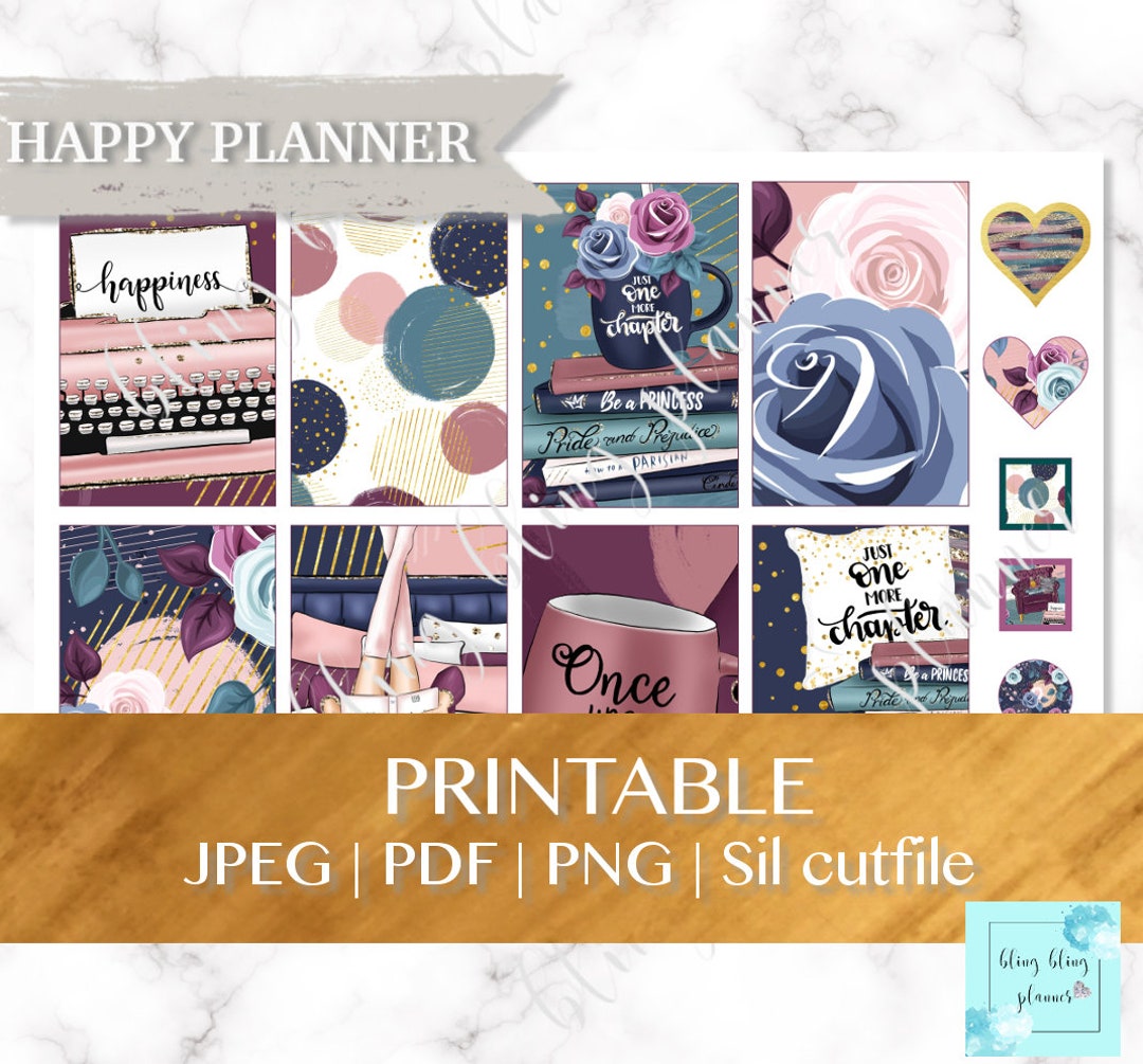HAPPY PLANNER Printable Weekly, Bling Bling, Bookworm Printable Planner ...