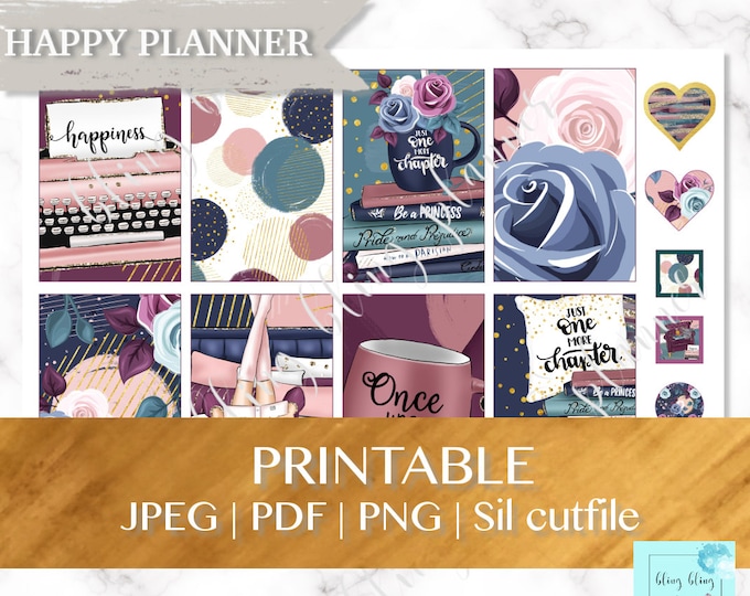 HAPPY PLANNER Printable Weekly, Bling Bling, Bookworm Printable Planner ...