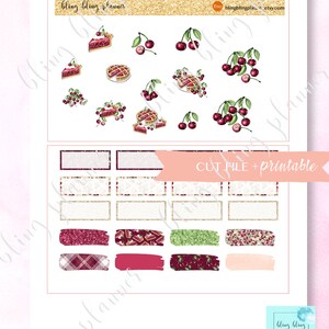 CHERRY and CHERRY Pie PRINTABLE Stickers, Printable Quarter Box ...