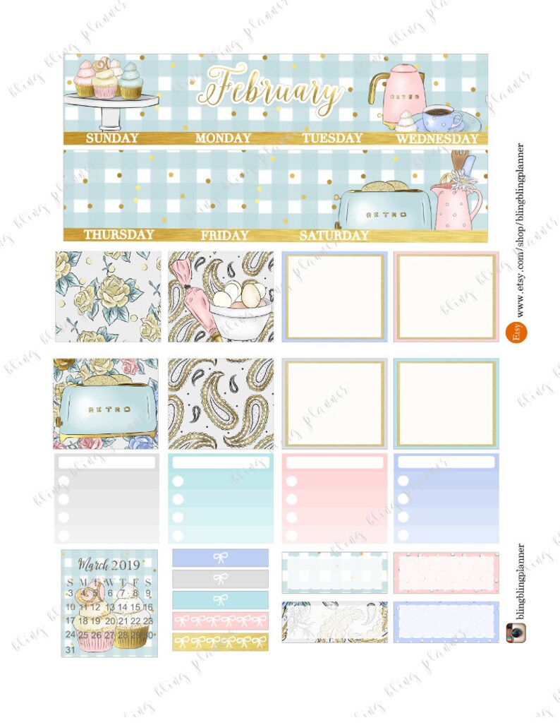 FEBRUARY MONTHLY KIT Printable February Monthly View Sticker | Etsy
