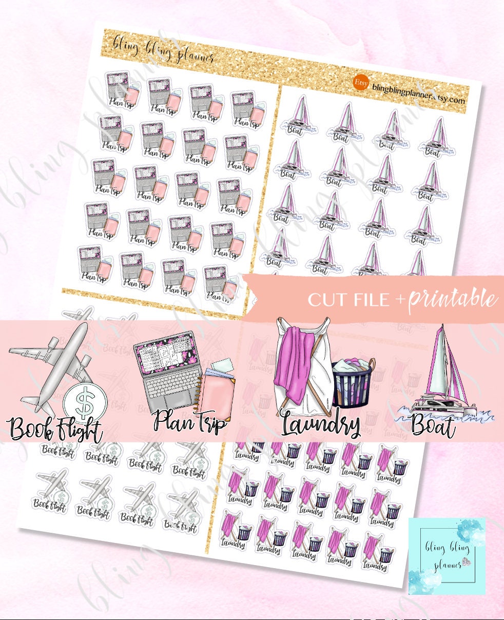 TRAVEL ICON STICKERS Travel Icon Printable Flight Sticker - Etsy UK