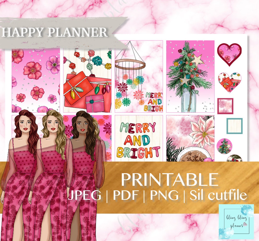 CHRISTMAS HAPPY PLANNER Stickers, Printable Christmas Happy Planner ...
