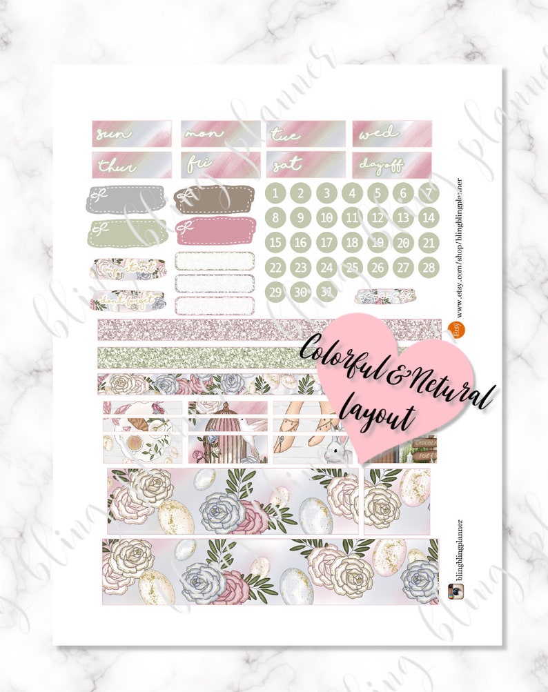 EASTER Girl PLANNER STICKERS, Printable Easter Planner Stickers ...