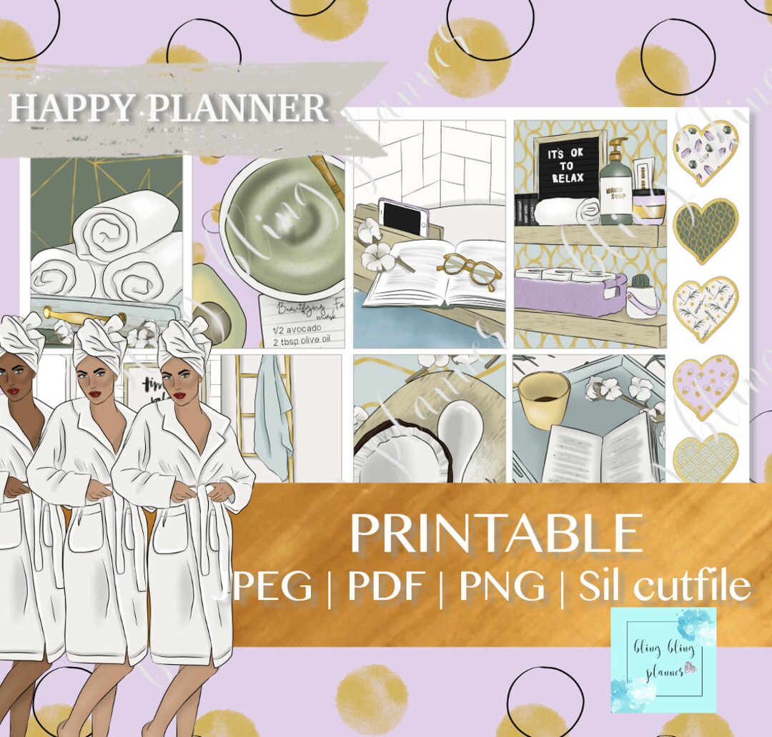 ME TIME Happy Planner Printable Sticker, RELAX Happy Planner Stickers ...
