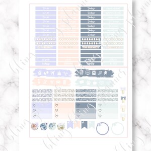 SEASHELL PLANNER STICKER Printable, Blue Floral Printable Sticker ...