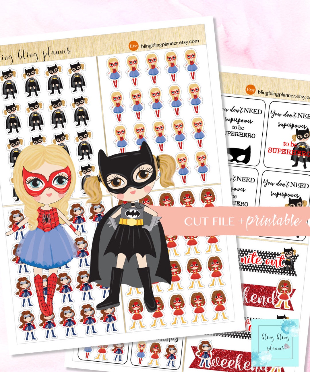 SUPERHERO PLANNER STICKERS, Supergirl Stickers, Spider Girl Planner ...