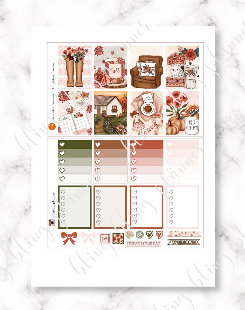 FALL PLANNER STICKER Kit Fall Printable Kit Pumpkin Planner - Etsy