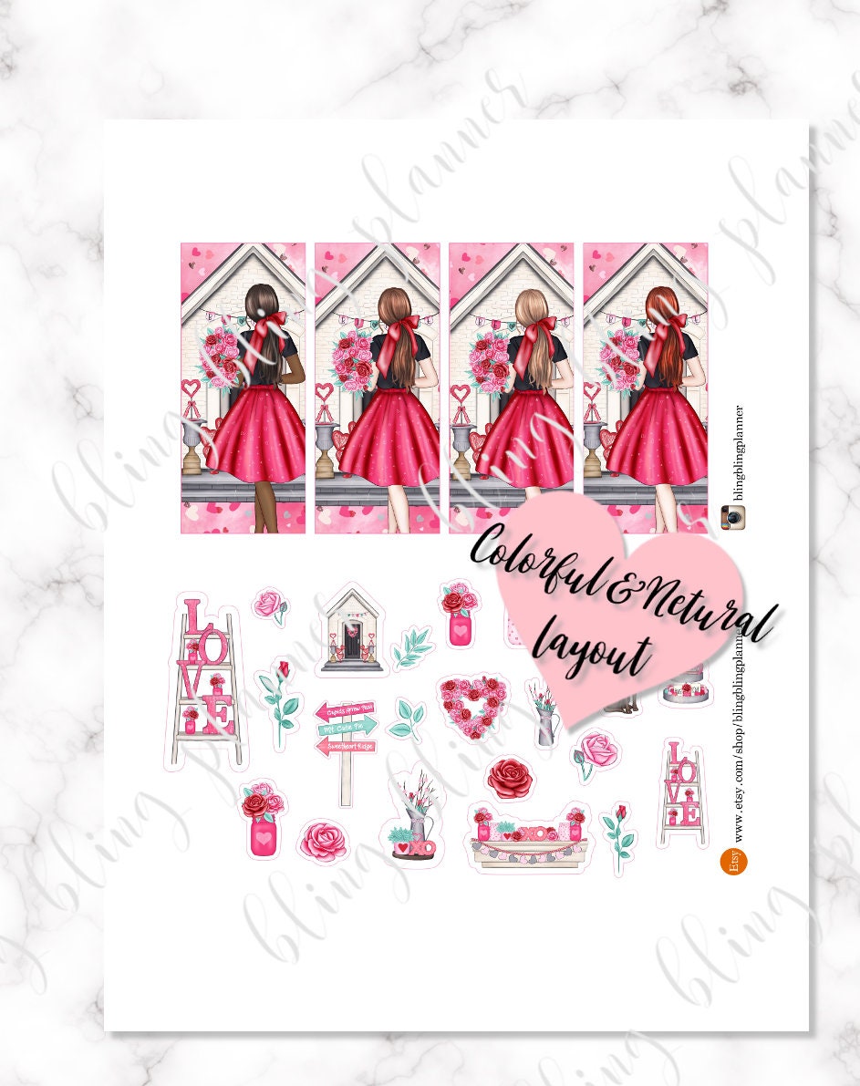 VALENTINES DAY PRINTABLE Planner Stickers February Weekly - Etsy
