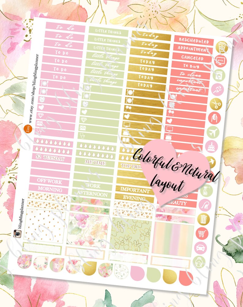 FLORAL PLANNER STICKERS Printable Floral Planner Stickers - Etsy