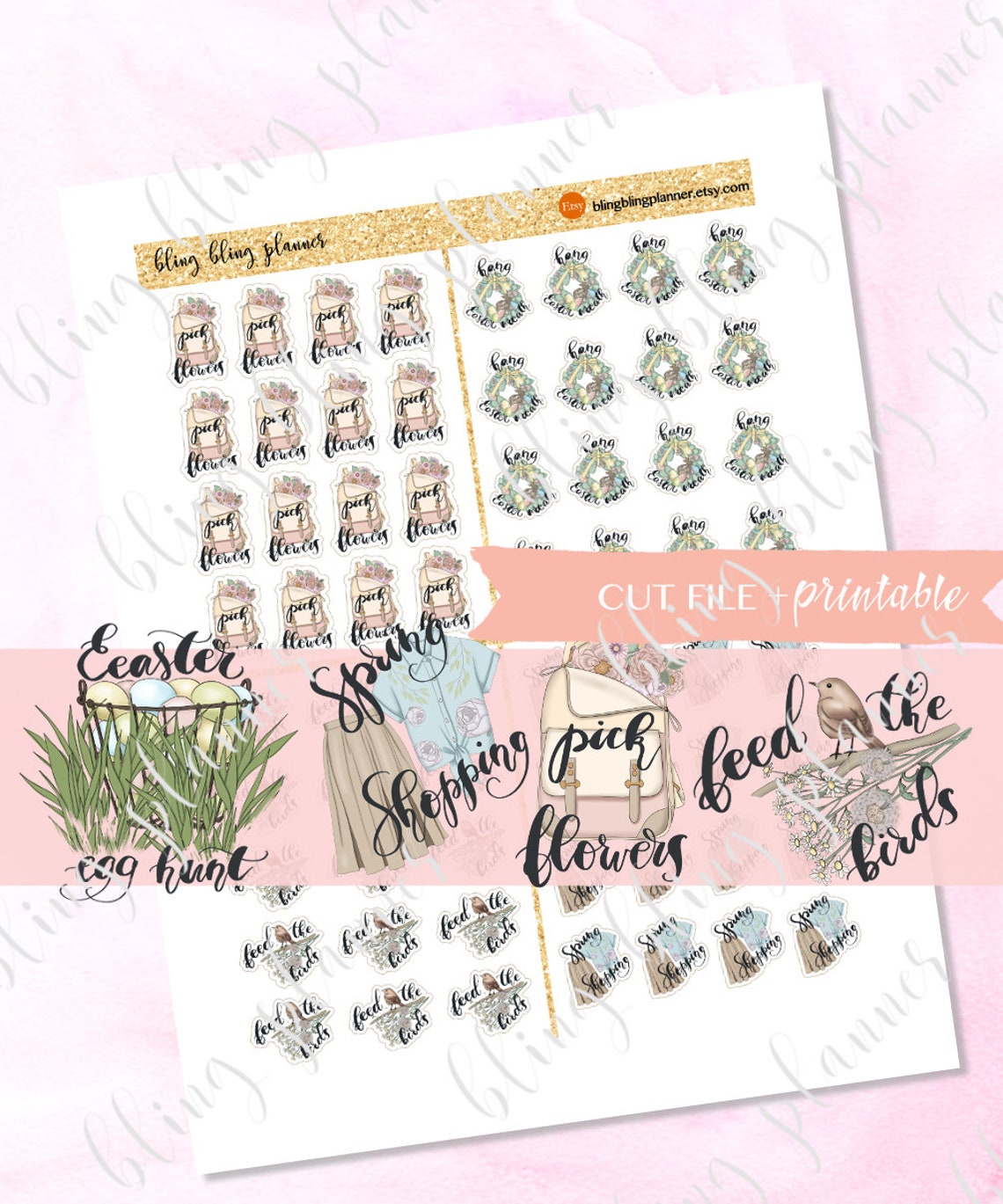 SPRING BUCKET LIST Stickers, Printable Spring Bucket Stickers, Spring ...