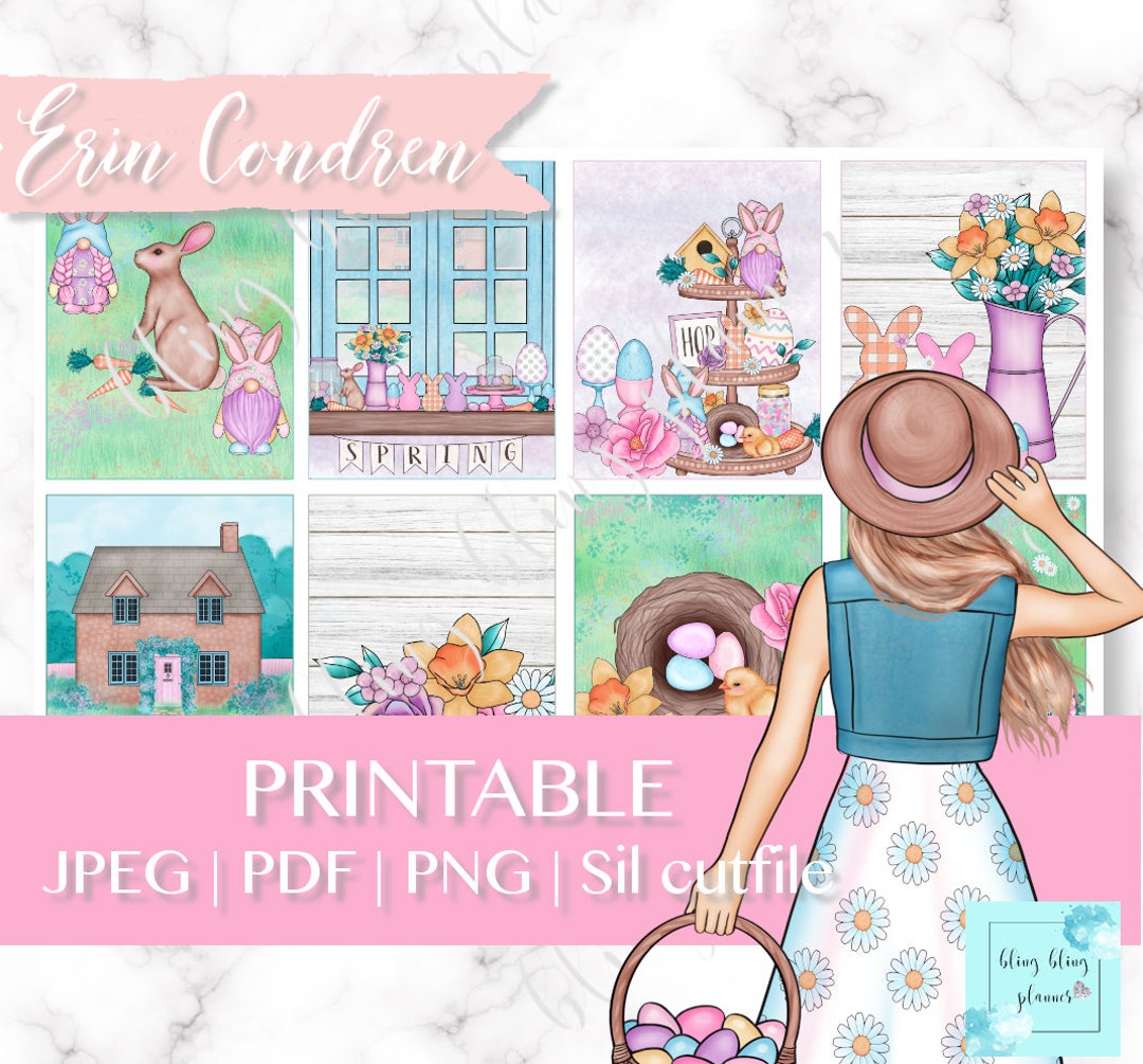 EASTER GIRL Planner STICKERS, Spring Printable Stickers, Buddy Sticker ...
