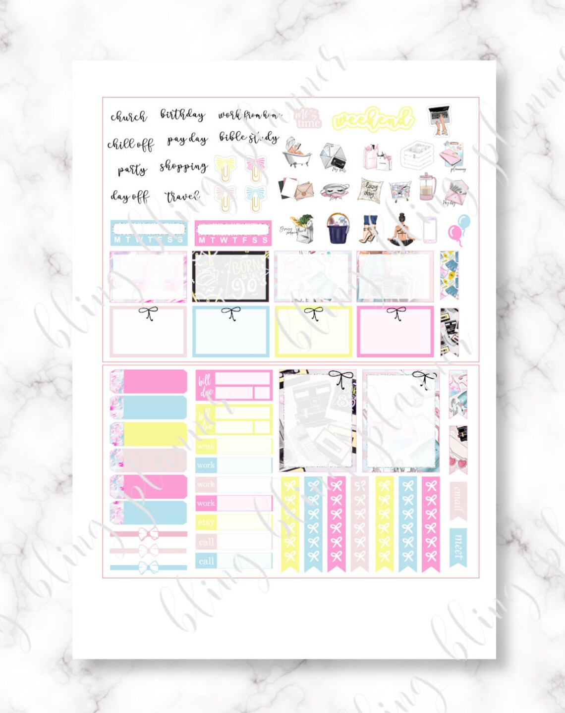 90s PRINTABLE PLANNER STICKERS Retro Printable Planner - Etsy