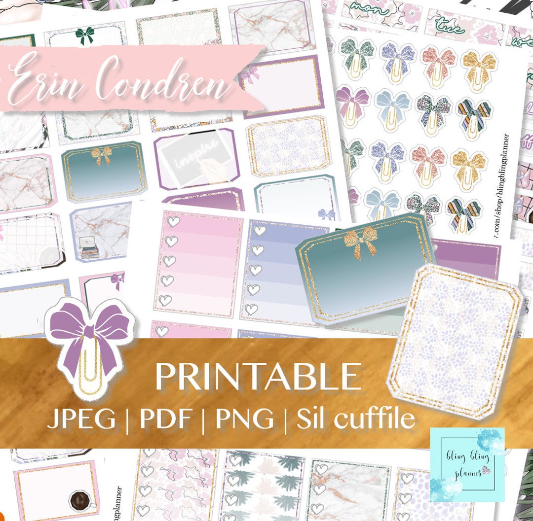 BOW CLIP PRINTABLE, Half Box Planner Sticker, Full Box Planner Stickers ...