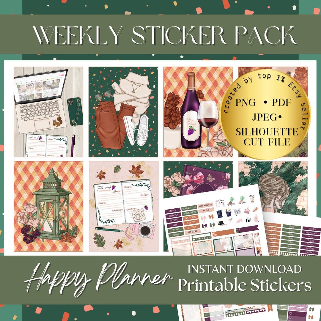 HAPPY PLANNER Fall Printable Planner Sticker, Classic Hp Planner Wine ...