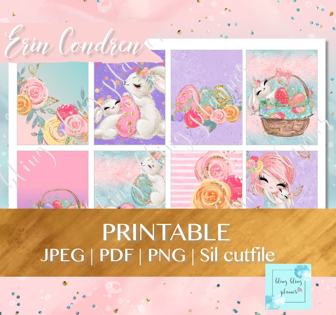 EASTER PRINTABLE PLANNER Stickers, Easter Planner Stickers, Bunny ...