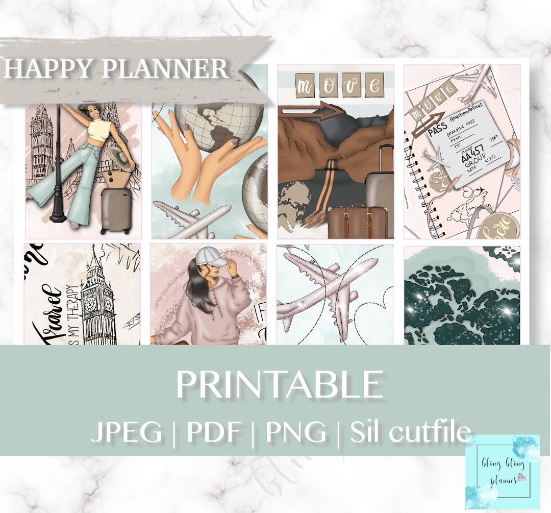 SUMMER TRAVEL Happy PLANNER Stickers, Summer Vacation Printable ...