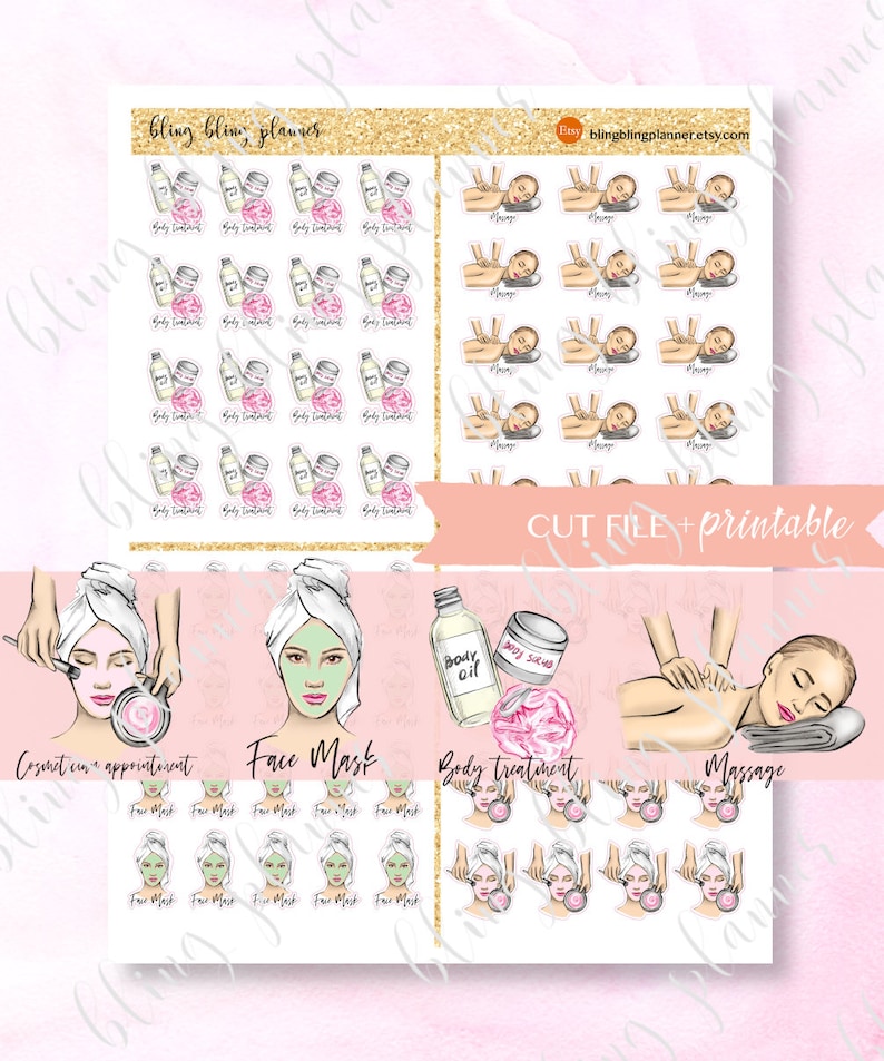 BEAUTY PLANNING Functional STICKERS Self Care Printable | Etsy