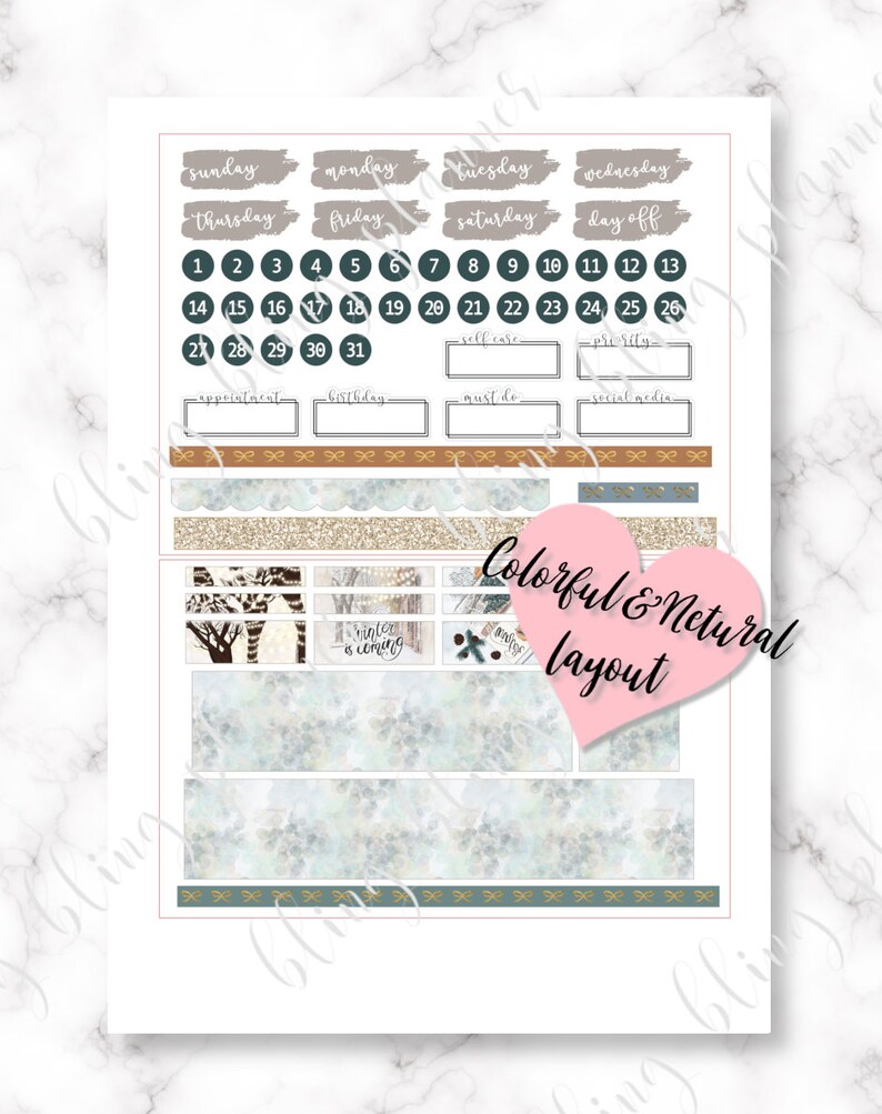 WINTER PRINTABLE PLANNER Stickers Snow Printable Stickers | Etsy