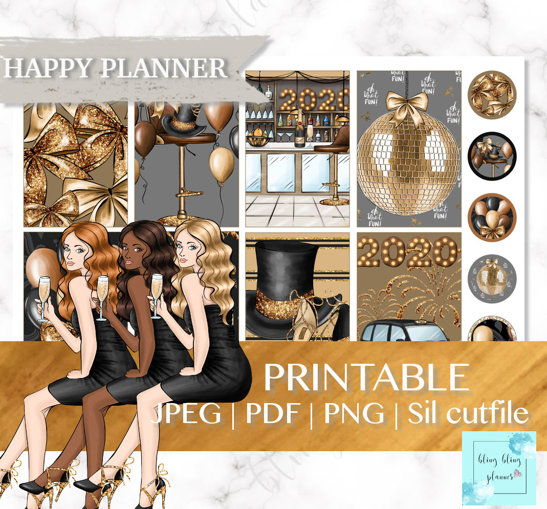 PRINTABLE NEW YEAR Happy Planner Stickers 2020 New Year - Etsy