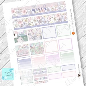 MARCH MONTHLY VIEW Printable, March Planner Sticker Kits, Spring ...