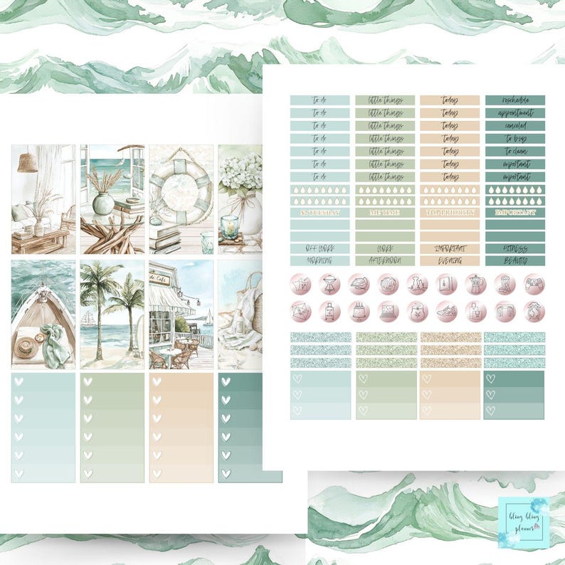 Beach Coastal Happy Planner Printable Planner Sticker, June Summer ...