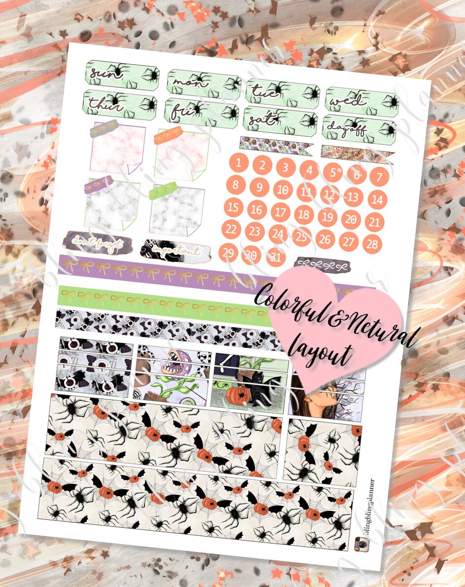 HALLOWEEN PLANNER Stickers PRINTABLE cute Halloween | Etsy