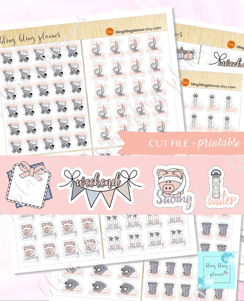 CUTE DAILY PLANNER Stickers Printable Functional Stickers - Etsy