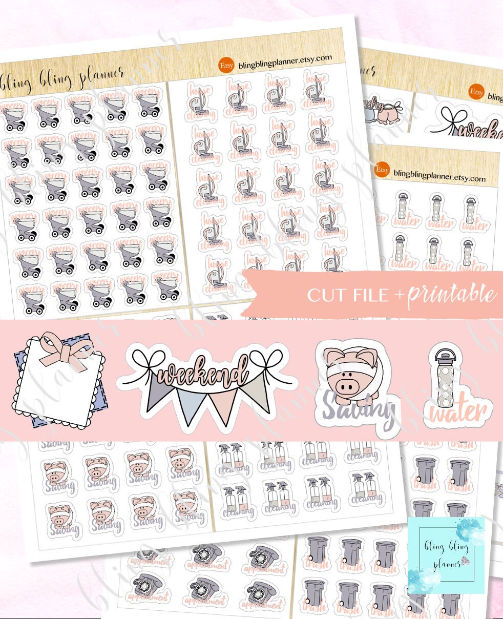CUTE DAILY PLANNER Stickers Printable Functional Stickers - Etsy