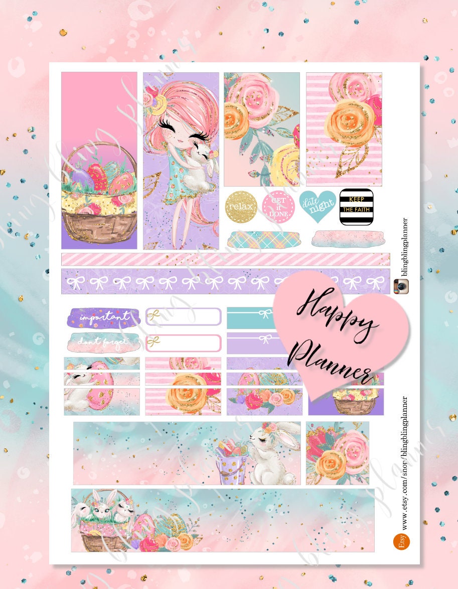 EASTER HAPPY PLANNER Printable Stickers Printable Happy - Etsy
