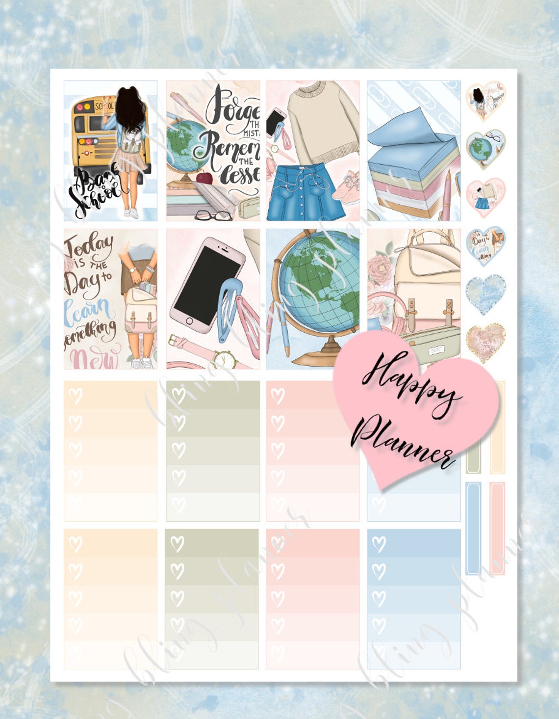 BACK TO SCHOOL Happy Planner Sticker Happy Planner Printable - Etsy