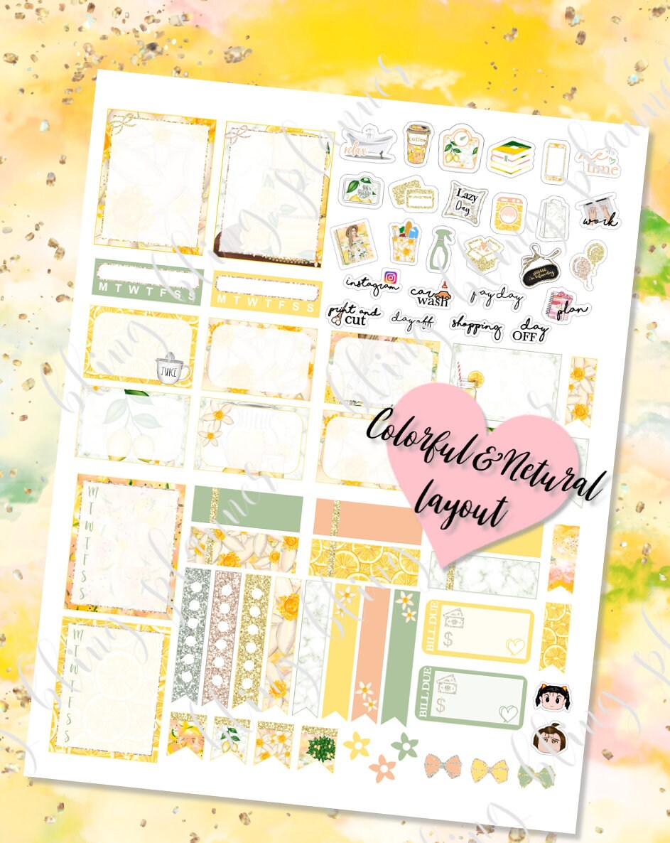 LEMON PRINTABLE PLANNER Stickers Summer Planner Kits - Etsy