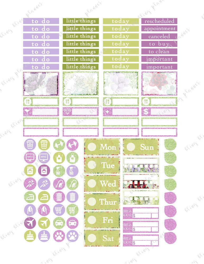 HAPPY PLANNER PRINTABLE Sticker Cactus Planner Stickers Hp | Etsy