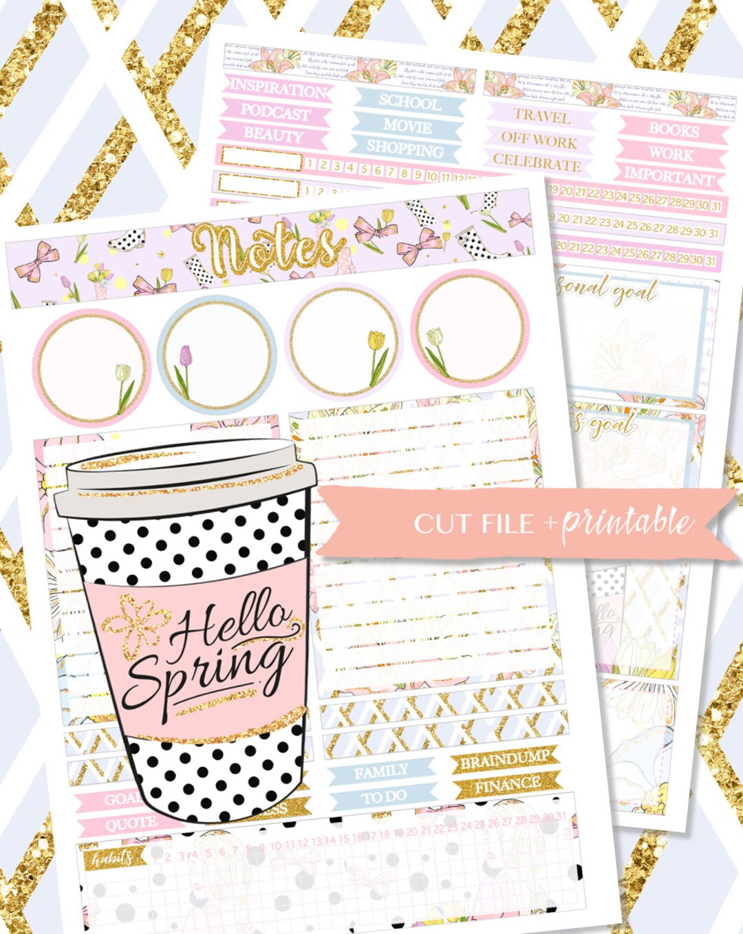 PRINTABLE NOTE PAGE Sticker, Easter Note Page, April Monthly View ...