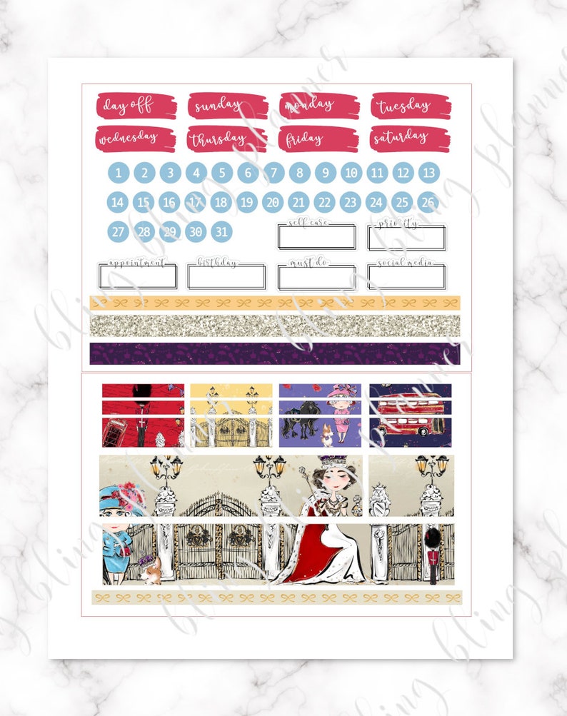 The Queen PLANNER Stickers Printable Planner Stickers - Etsy