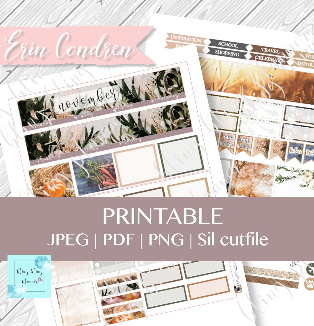 NOVEMBER MONTHLY KIT Printable, November Monthly View, Fall Monthly ...