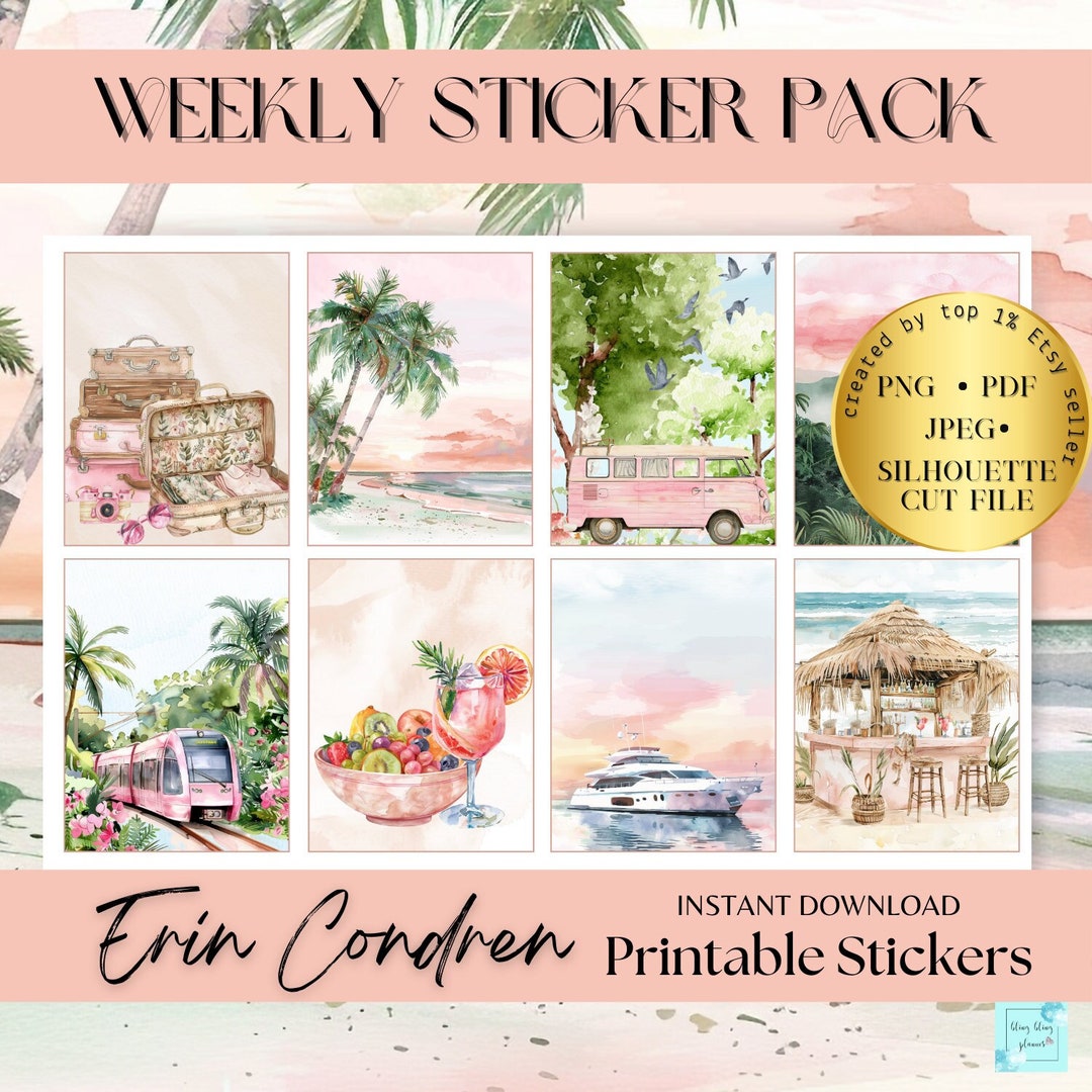 Printable TRAVEL PLANNER STICKERS for Vacation Erin Condren Planner ...