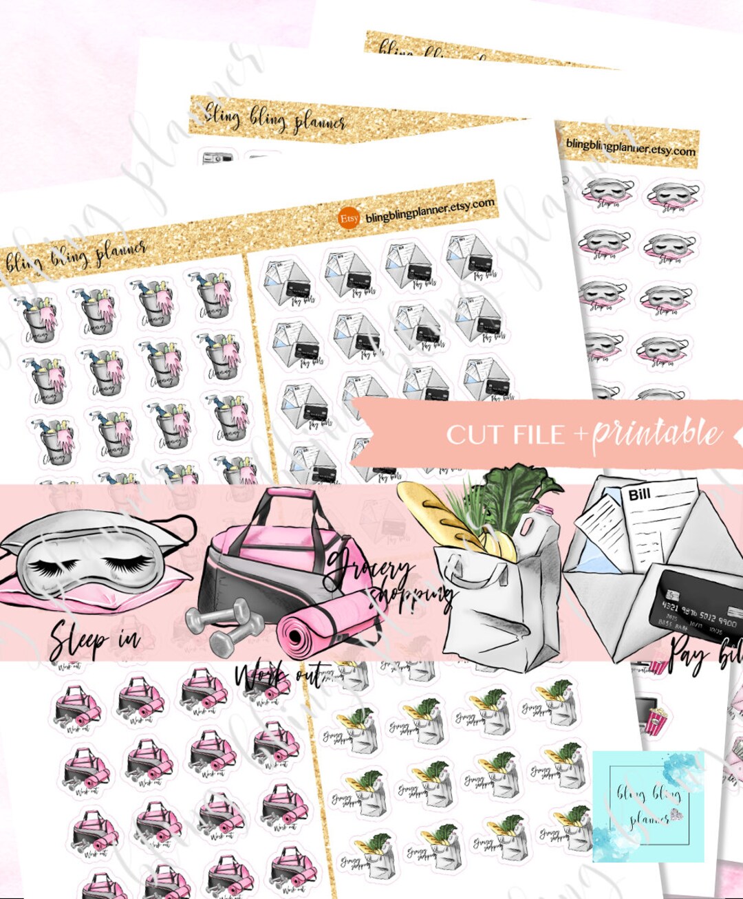 PLANNING FUNCTIONAL STICKERS, Pay Day Printable Stickers, Work Out ...