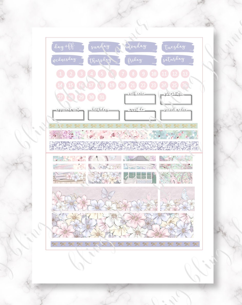 SPRING PRINTABLE PLANNER Stickers Spring Girl Planner Kit - Etsy