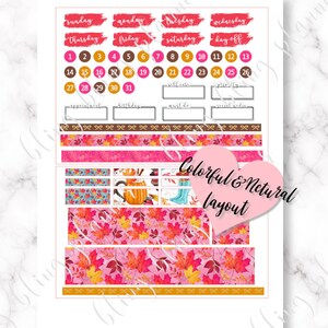 COLORFUL FALL PLANNER Stickers, Red Maple Printable Sticker Kit, Fall ...
