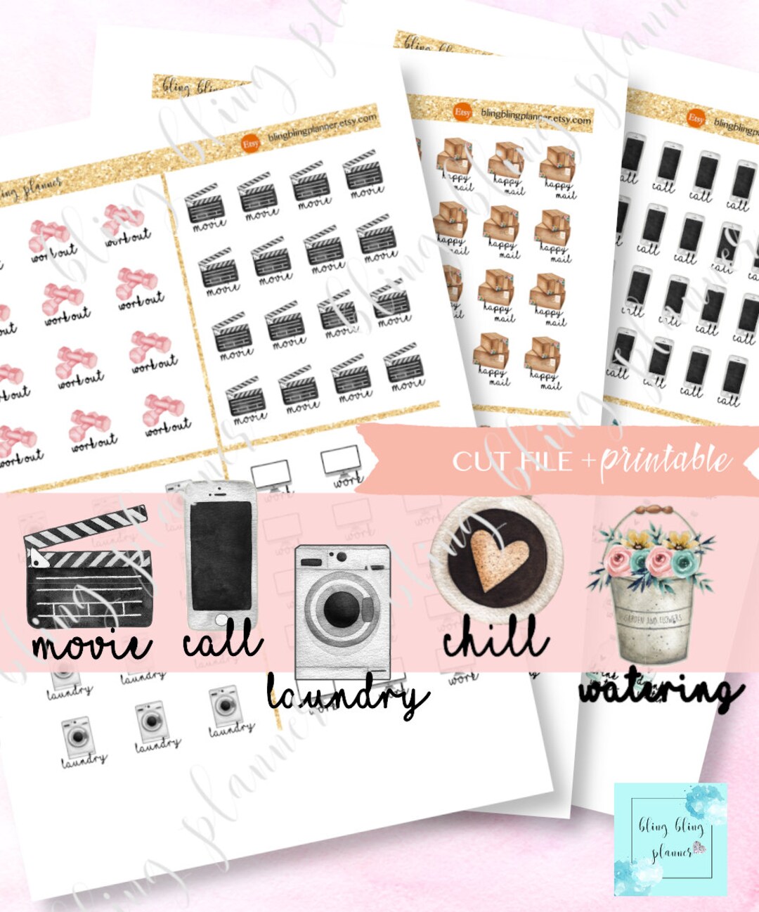 DAILY Routine PRINTABLE PLANNER Stickers, Printable Workout Stickers ...