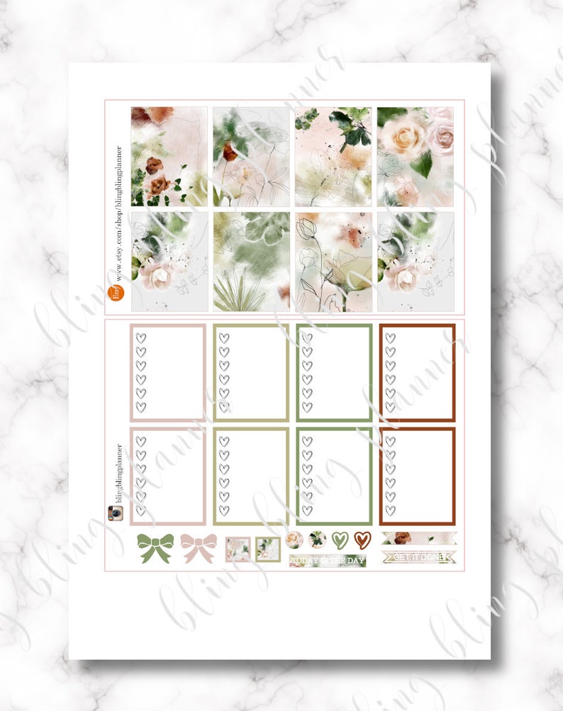 SPRING FLORAL PRINTABLE Planner Sticker Spring Printable - Etsy