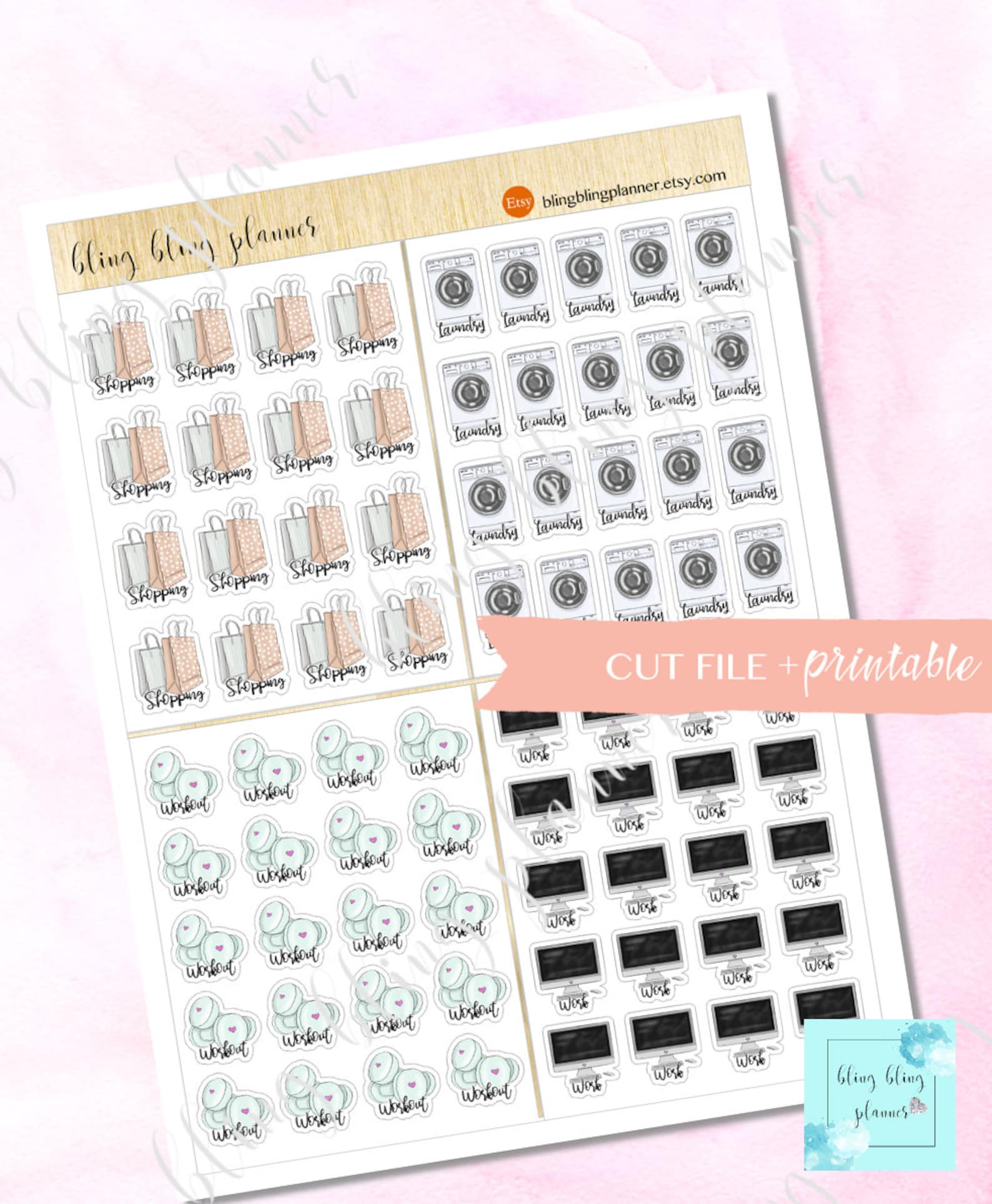 GENERAL PLANNER STICKERS, Printable Planning Icons, Printable Cleaning ...
