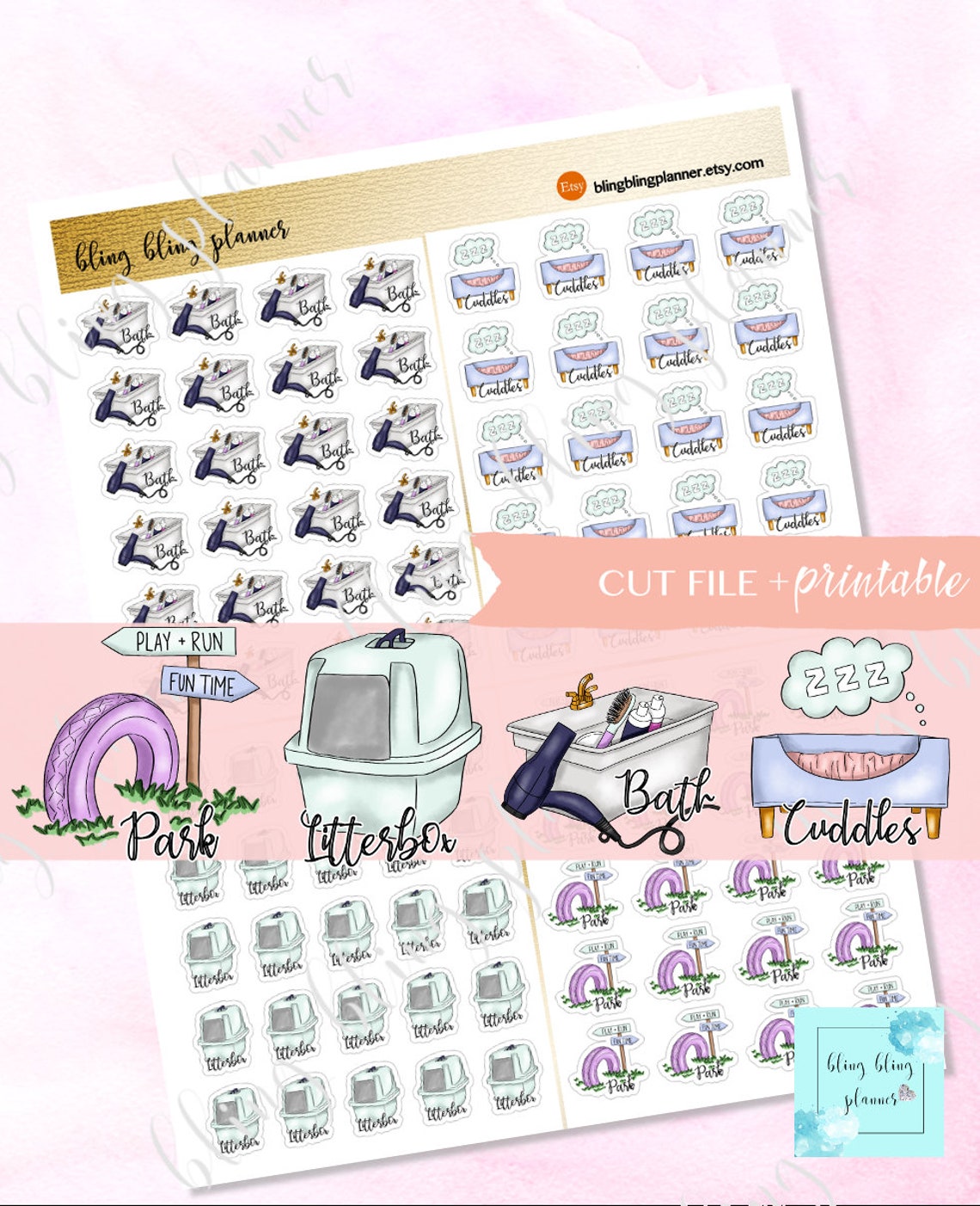 PET CARE PLANNER Stickers Printable Pet Planning Icons - Etsy
