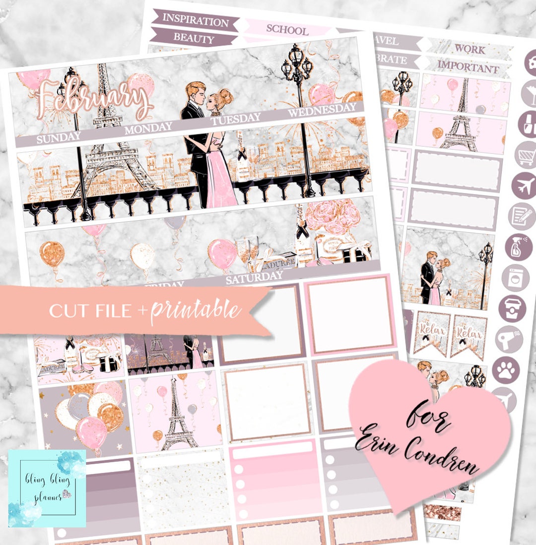 FEBRUARY MONTHLY PRINTABLE, Pink Monthly Kit, February Monthly View ...