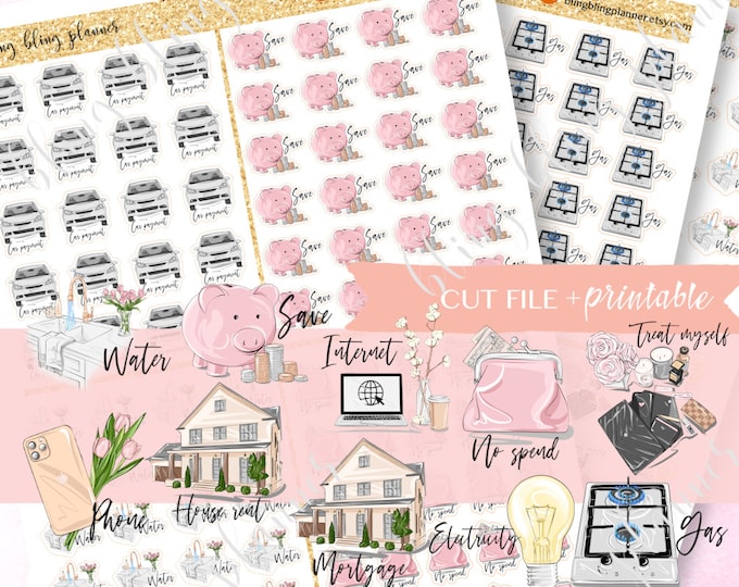 BILLS PRINTABLE Stickers Printable Utility Stickers Water - Etsy