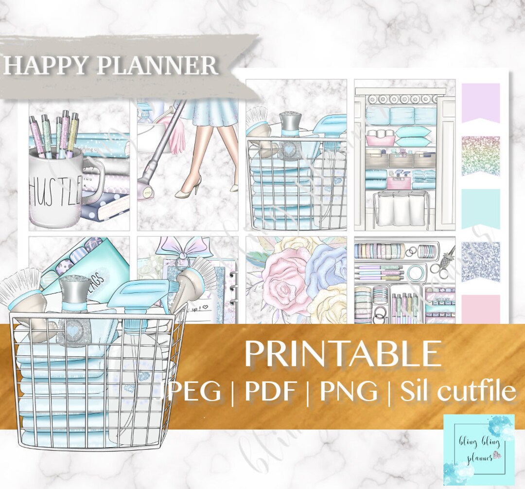 TIDY UP HAPPY Planner Stickers, Happy Planner Printable, House Cleaning ...