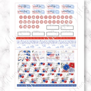 4th of JULY PRINTABLE PLANNER Kit, Independence Day Planner Stickers ...