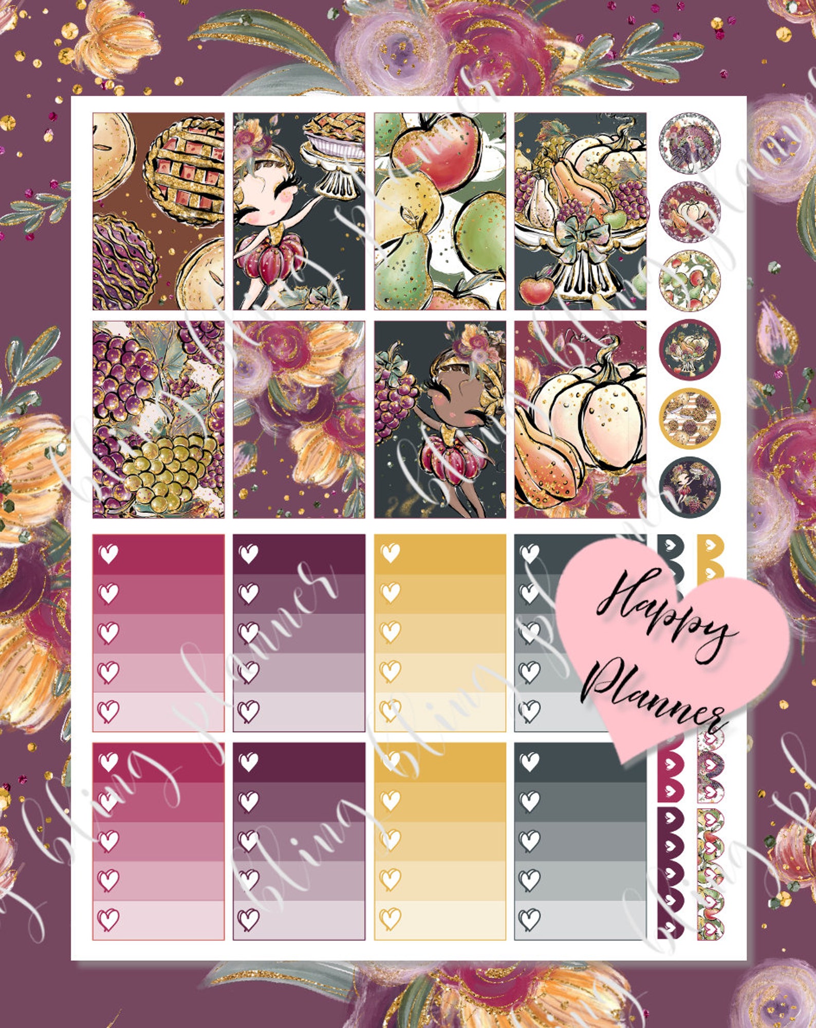 HAPPY PLANNER FALL Planner Sticker Thanksgiving Printable | Etsy